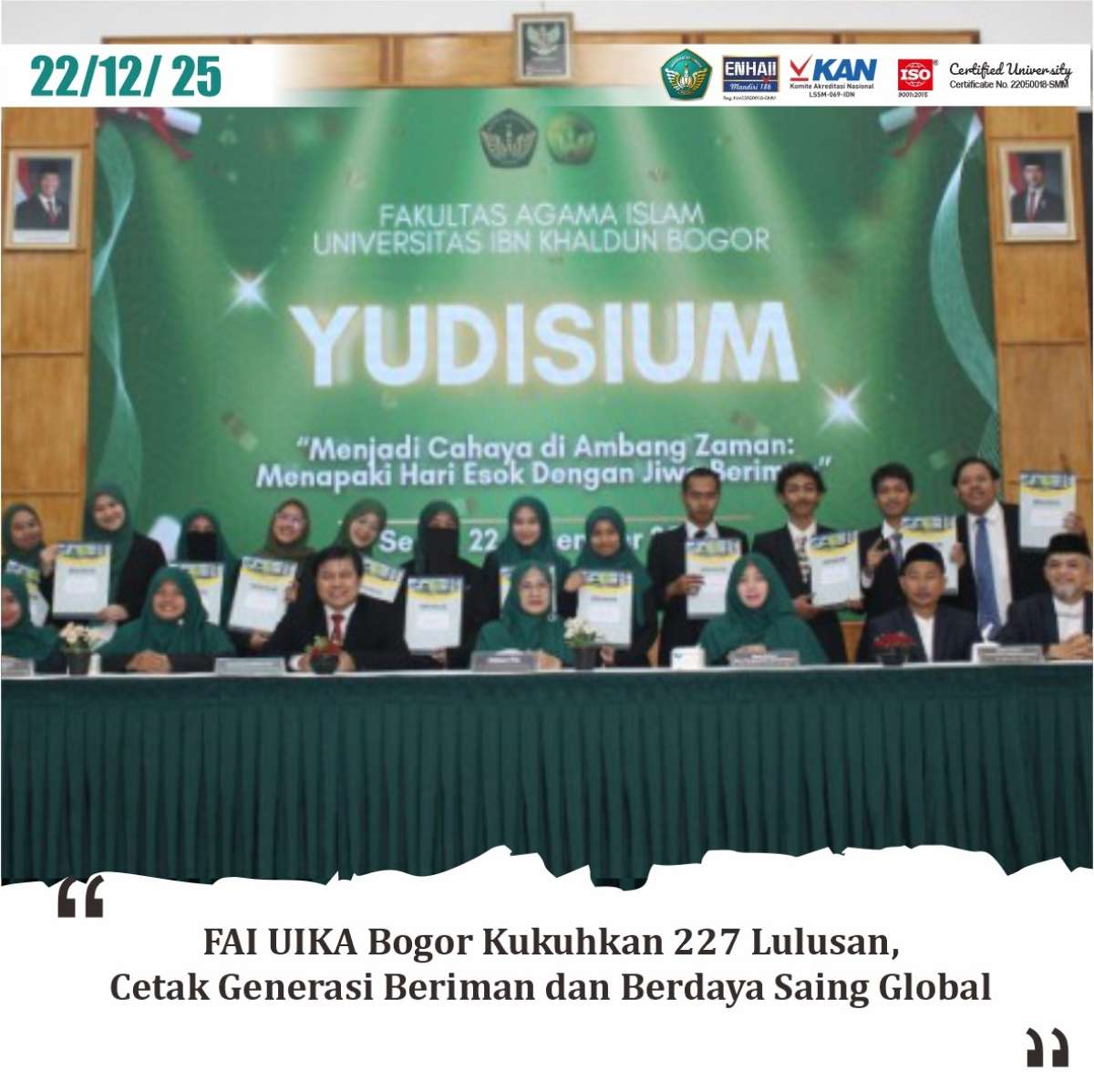 FAI UIKA Bogor Kukuhkan 227 Lulusan, Cetak Generasi Beriman dan Berdaya ...